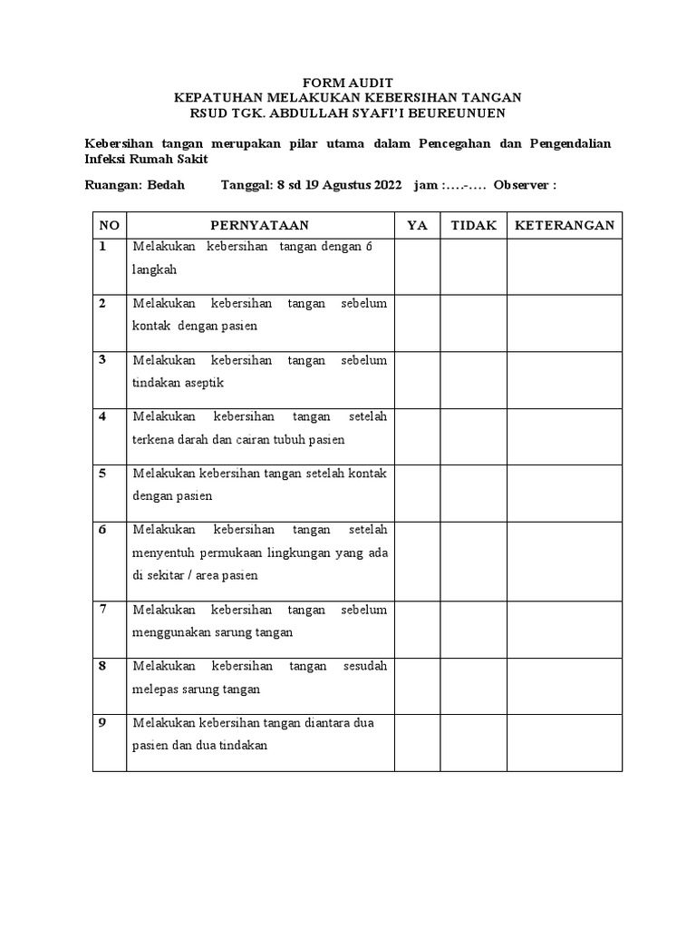 Checklist PPI Bedah | PDF