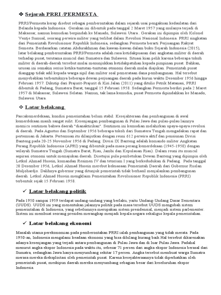 Sejarah PRRI | PDF