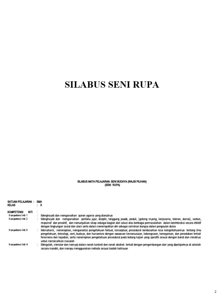 Silabus Seni Rupa | PDF