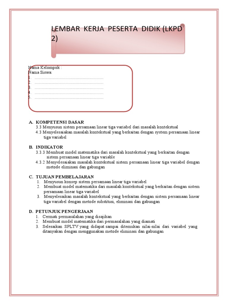 LKPD 2 SPLTV | PDF