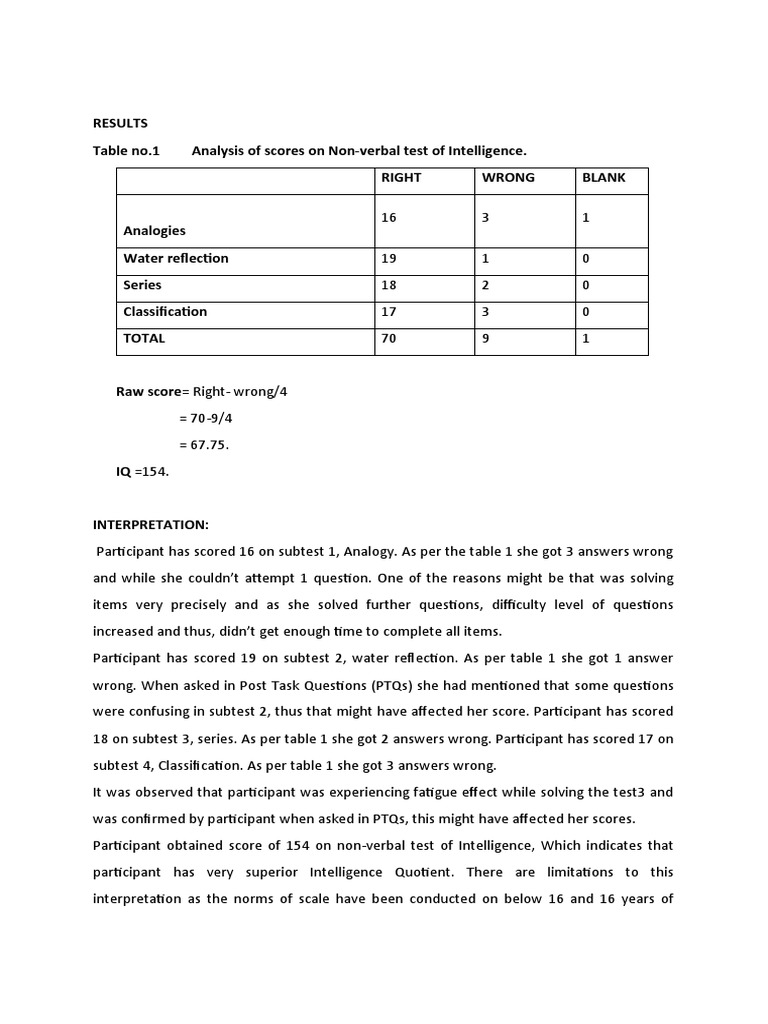 NVTI Proficiency 1: IQ 154 Results | PDF | Intelligence Quotient ...