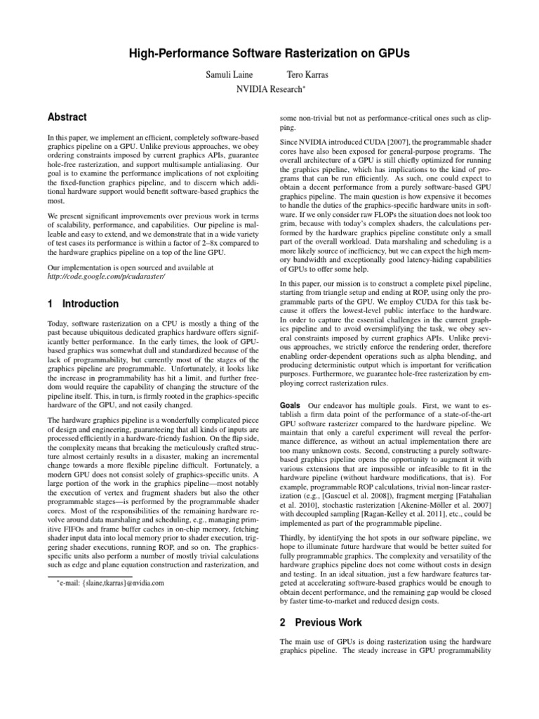 70 Rasterization HighPerfSwRasterizationOnGPU | PDF