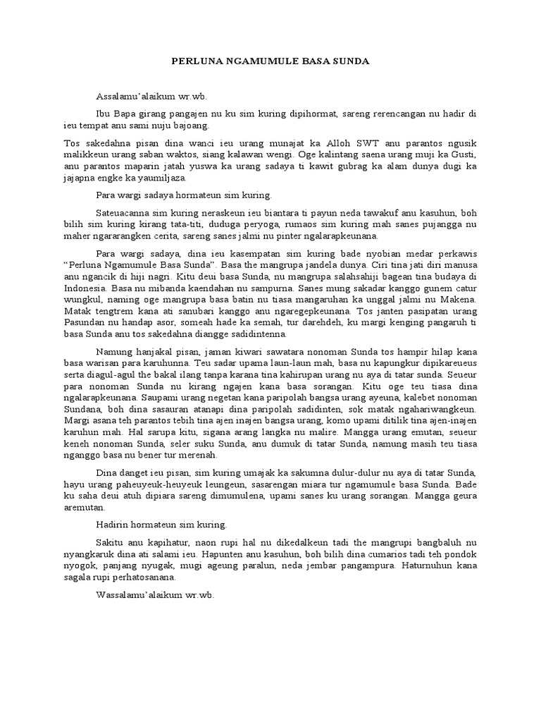 Pidato Perluna Ngamumule Basa Sunda | PDF