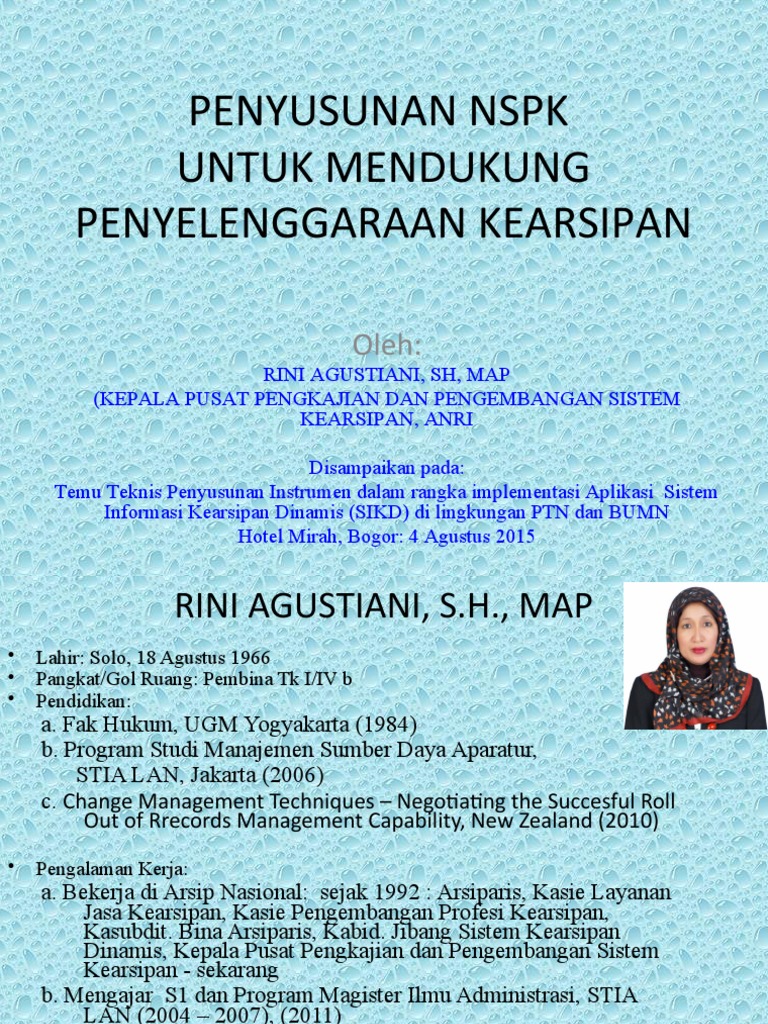 Penyusunan NSPK Rini Agustiani | PDF