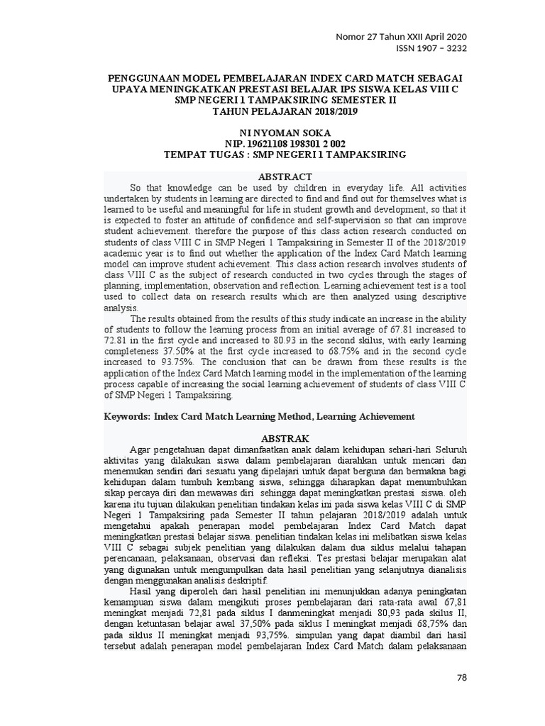 Jurnal Model Pembelajaran | PDF | Learning | Action Research