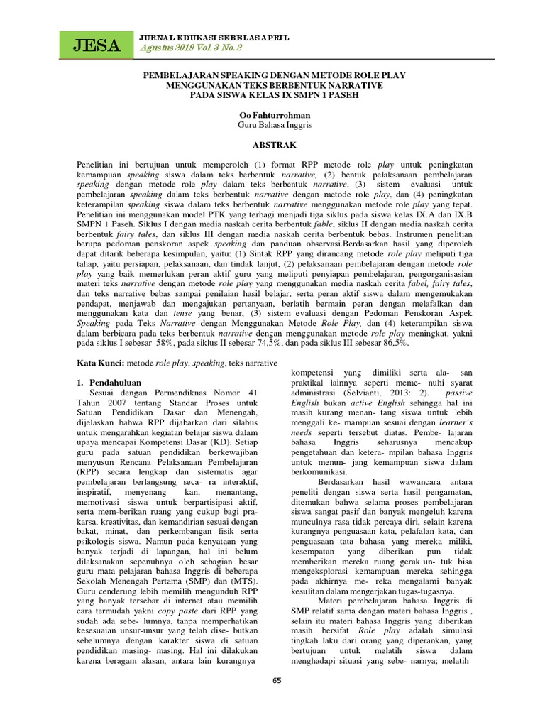 Jurnal Metode Role Playing | PDF