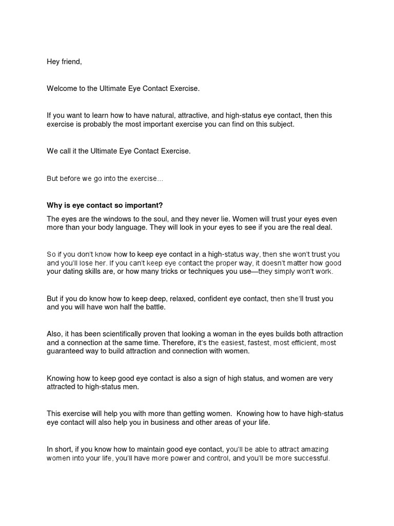 The+Ultimate+Eye+Contact+Exercise | PDF | Reason | Attention