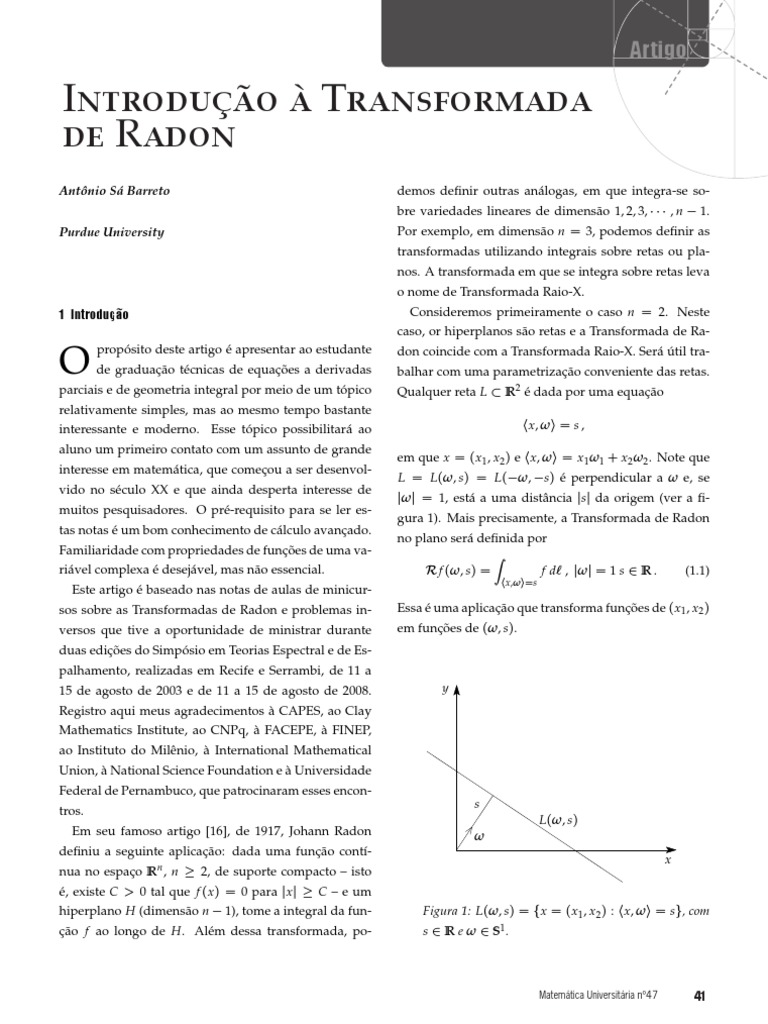 Fourrier Radon | PDF | Transformada de Fourier | Linha (Geometria)