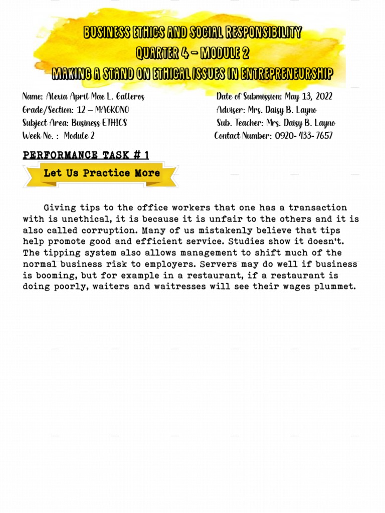 BusEthics Q4 PT1 | PDF | Career & Growth | Business