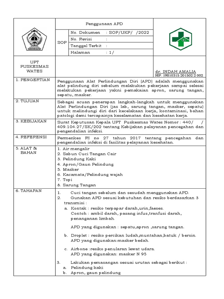 Sop Penggunaan Apd | PDF