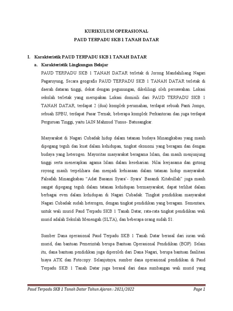 Kosp TK Skb1 Tanah Datar 2022 | PDF