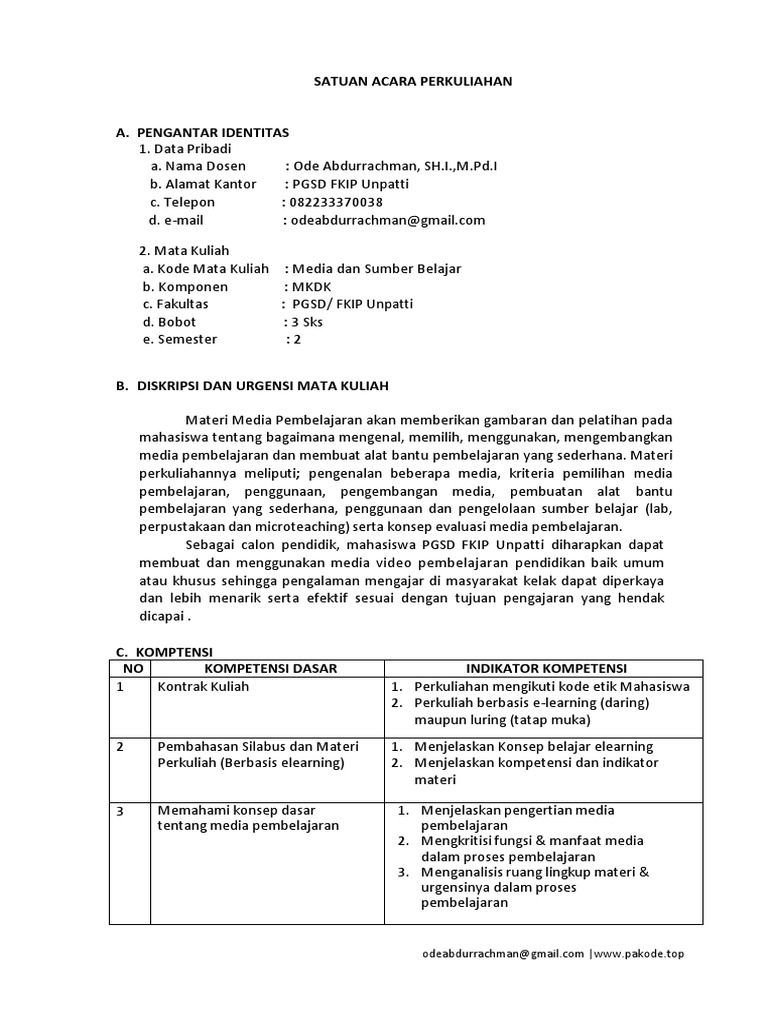 Rps Media Dan Sumber Belajar 2020 | PDF