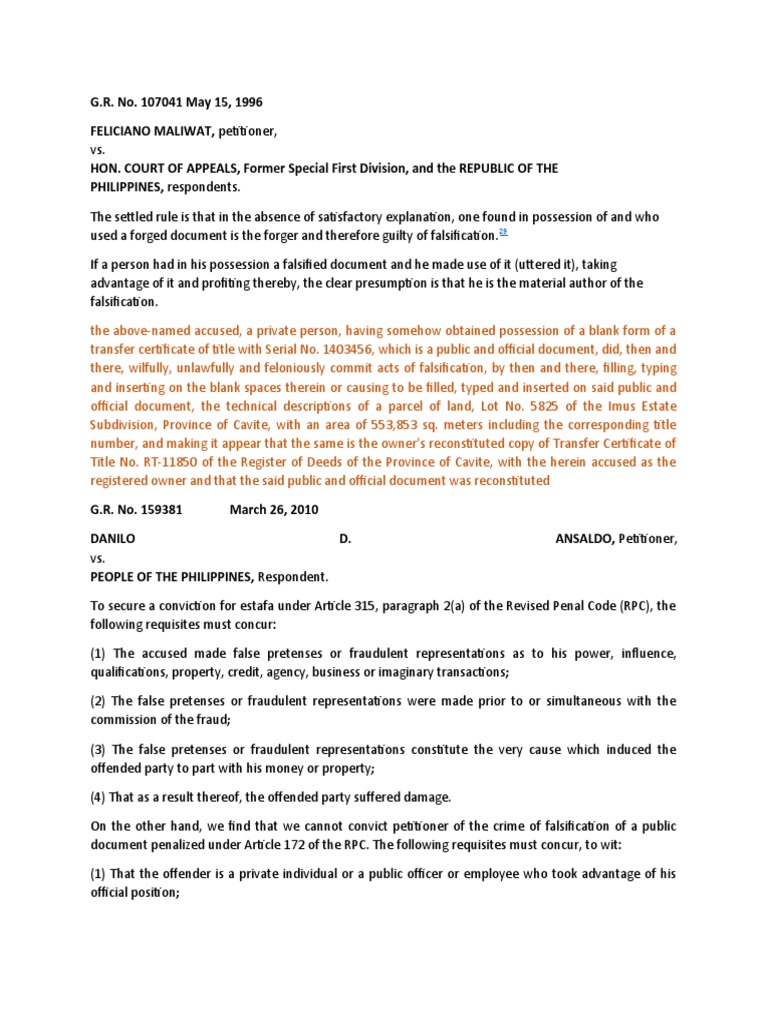 Estafa and Falsification in Philippine Law | PDF | Fraud | Crimes