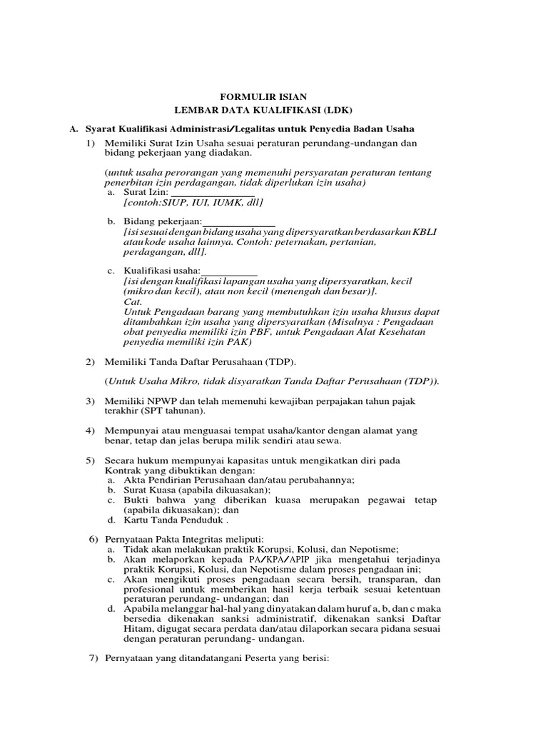 (LDK - LDP) Pengadaan Barang | PDF