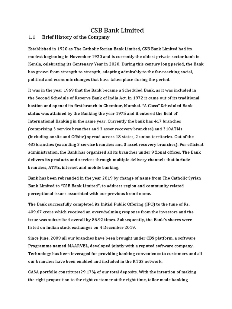 CSB PROJECT CHAPTER 2final | PDF | Banks | Foreign Exchange Market