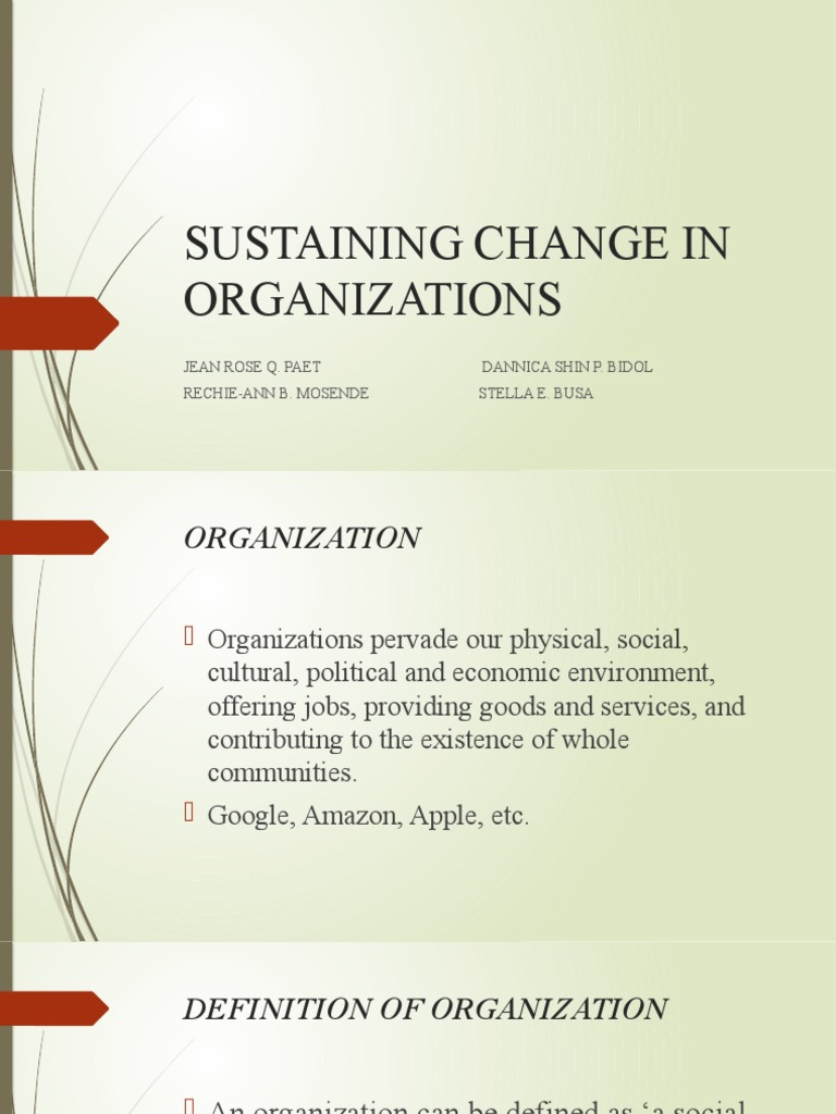 Sustaining Change in Organizations | PDF | Cognitive Science | Psychology