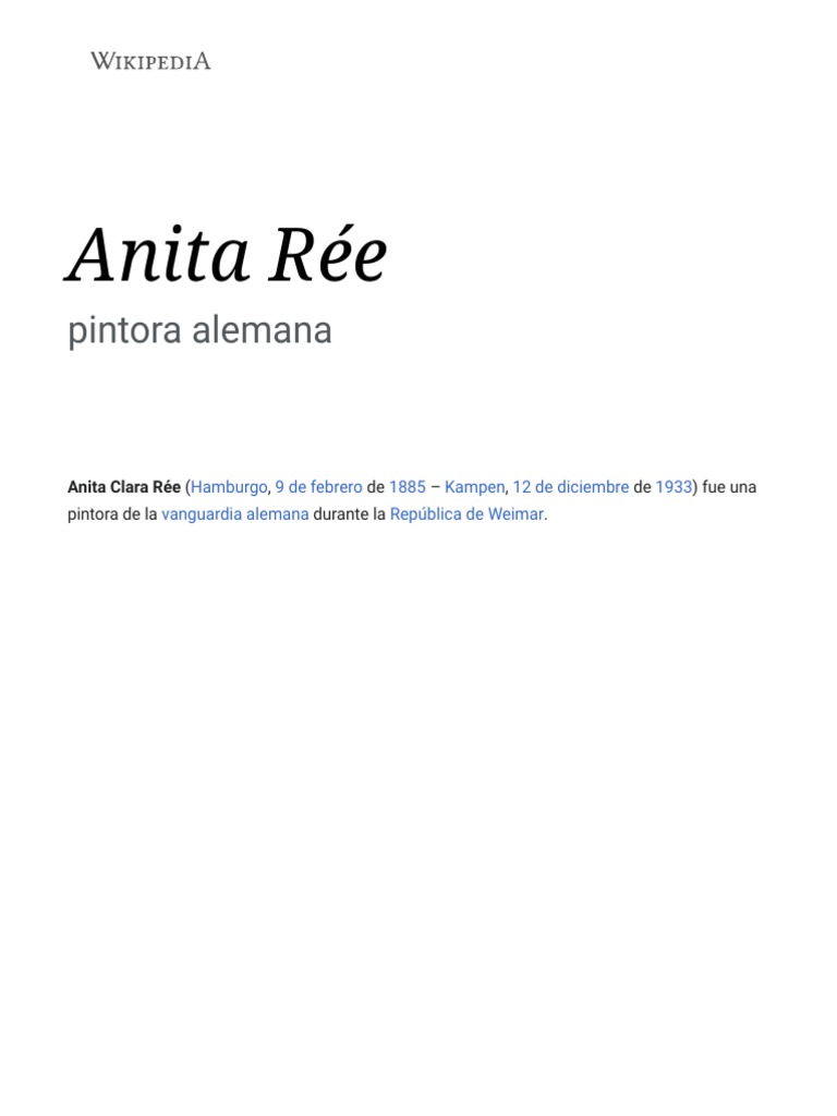 Anita Rée - Wikipedia, La Enciclopedia Libre | PDF