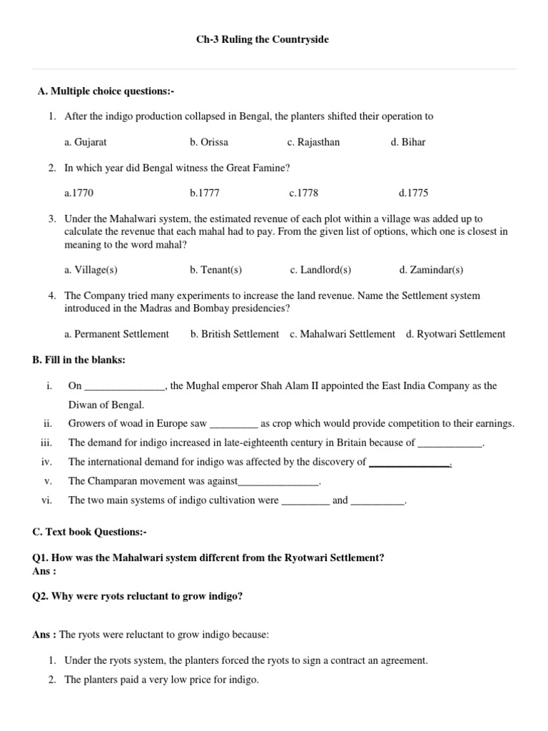 Chapter-3 Worksheet | PDF | Economies | Agriculture