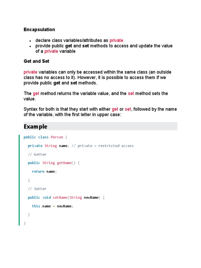 JAVA Encapsulation | PDF | Computers