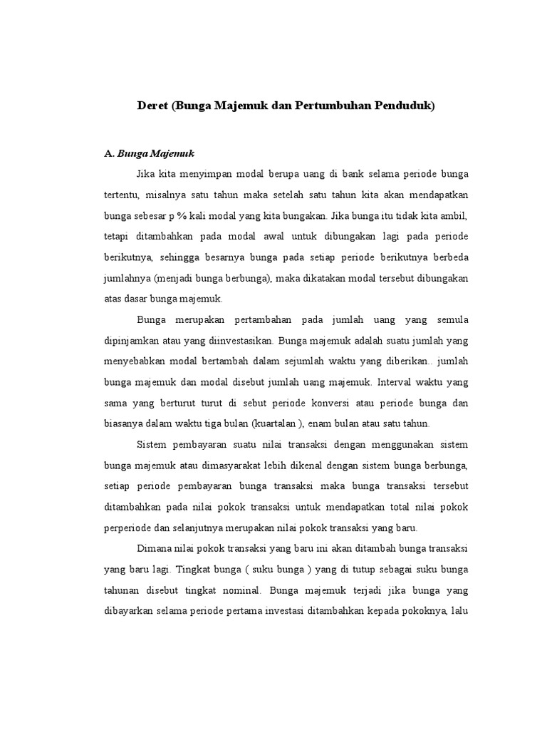 Model Bunga Majemuk dan Pertumbuhan Penduduk | PDF | Pengelolaan ...