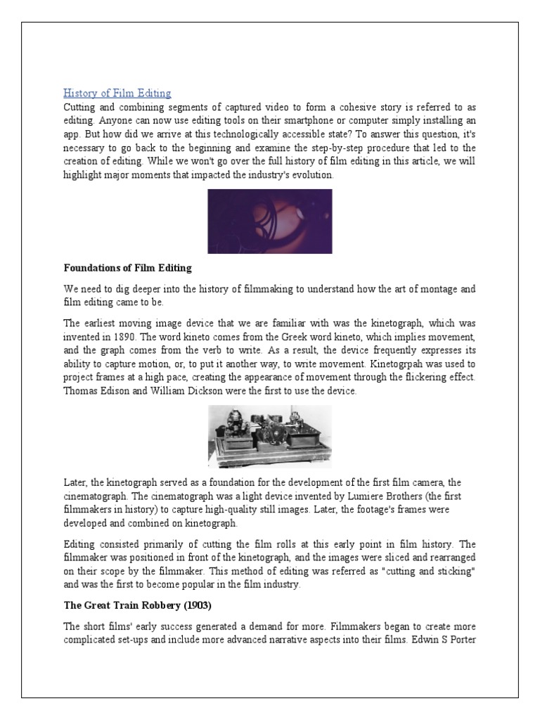 Evolution of Film Editing Techniques | PDF | Adobe Photoshop | Computer ...