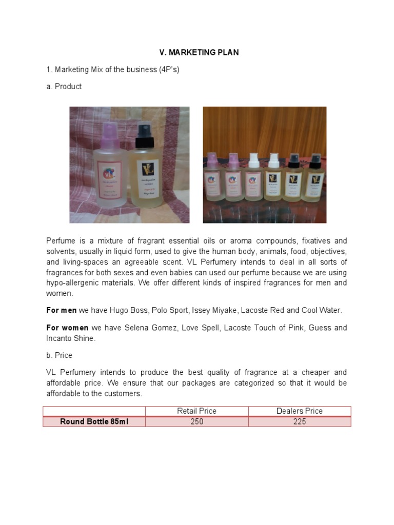 VL Perfumery Marketing Plan | PDF | Perfume | Marketing