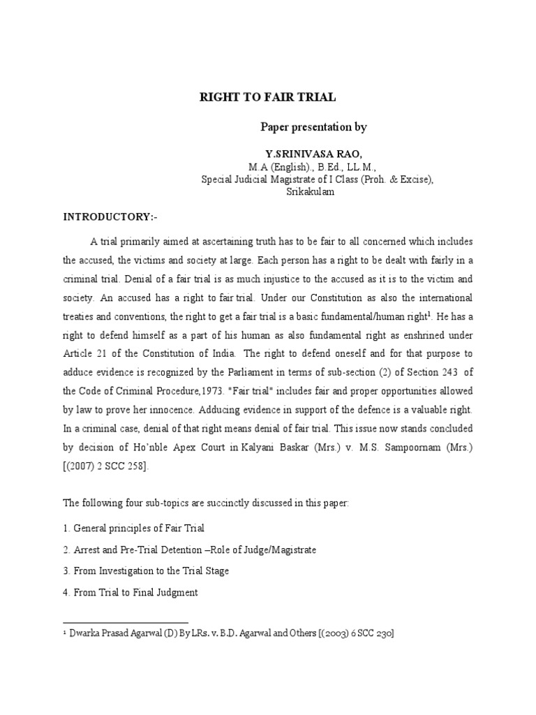 Right to Fair Trial Explained | PDF | Trials | Arrest