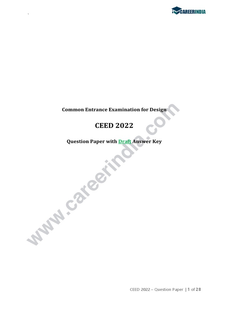 Ceed 2022 Question Paper With Answer Keys 1830 | PDF