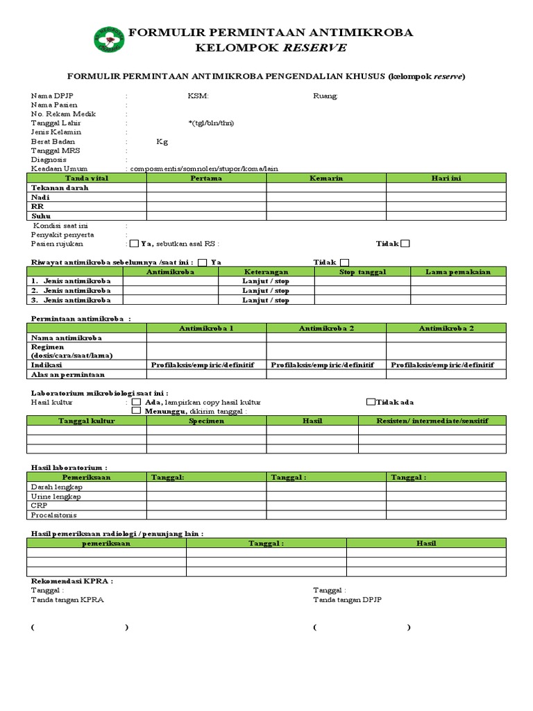 Formulir Permintaan Antimikroba | PDF