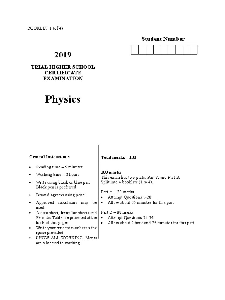 2019 Trial Physics Exam | PDF | Photoelectric Effect | Electronvolt