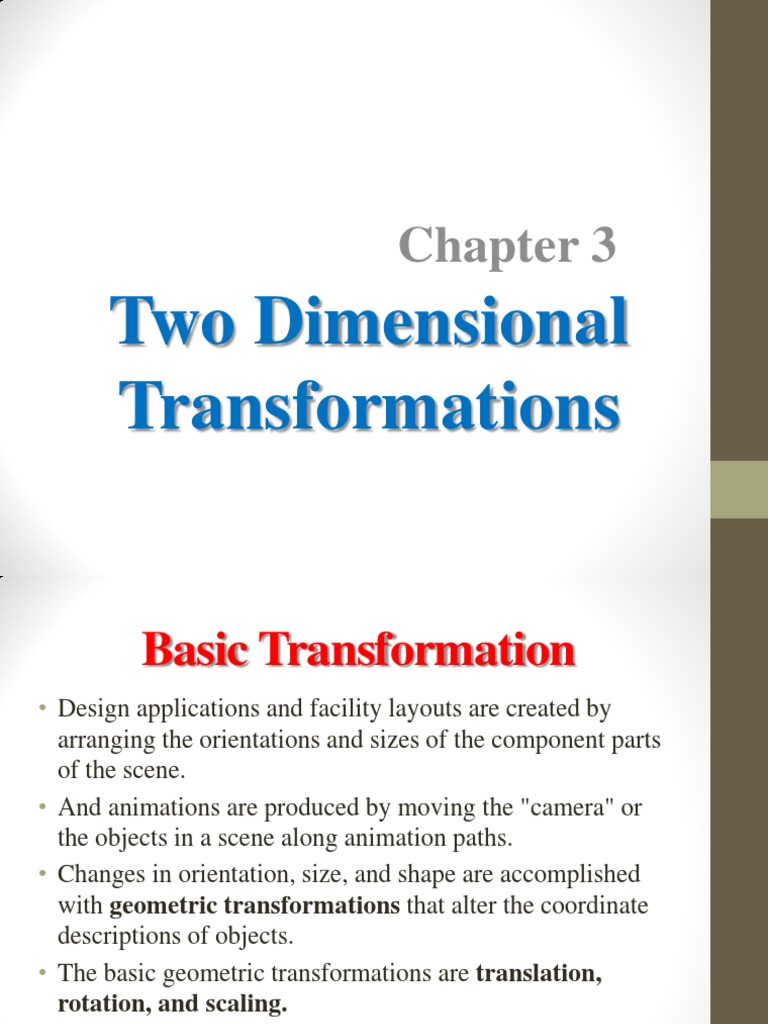 Chapter3 Two Dimensional Transformations Pdf Matrix Mathematics Cartesian Coordinate System