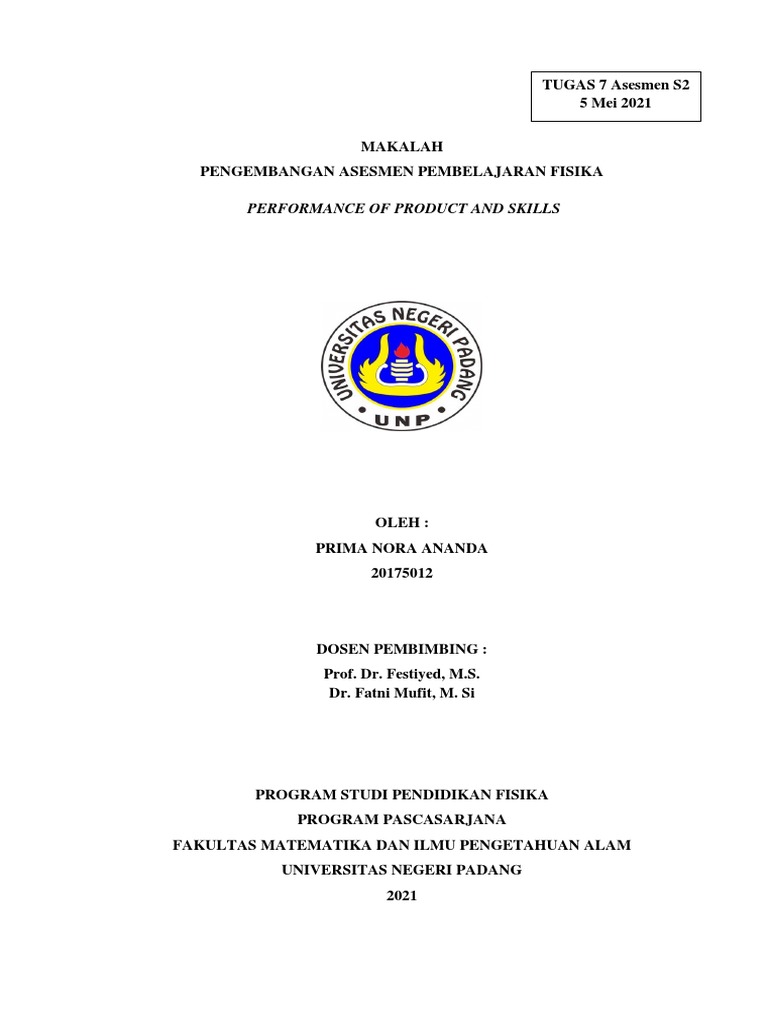 Tugas 7 S2 Prima Nora Ananda 20175012 | PDF
