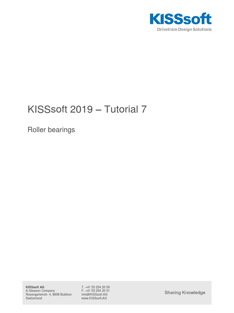 KISSsoft 2019 Tutorial 7 | PDF | Bearing (Mechanical) | Gear