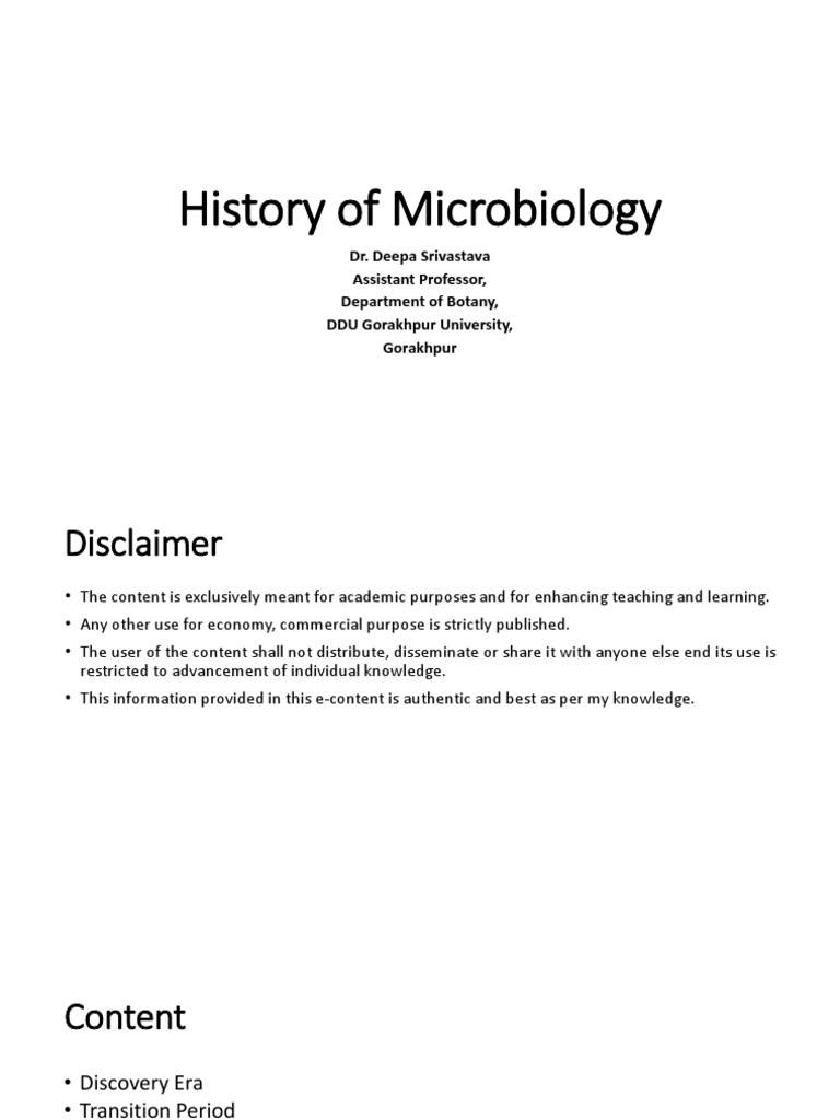 History of Microbiology | PDF | Microbiology | Microorganism