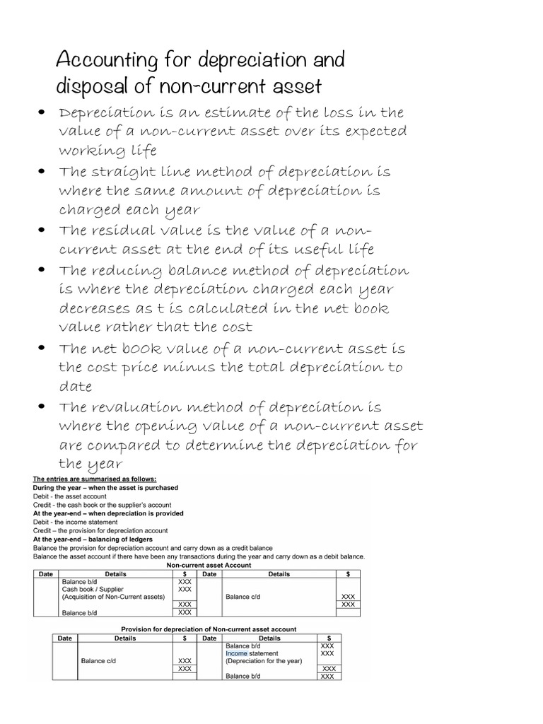 Accounting For Depreciation and Disposal of Non-Current Asset | PDF ...
