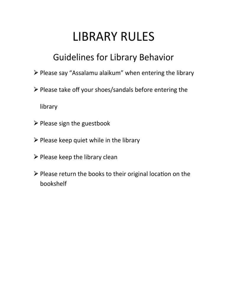 Library Rules | PDF