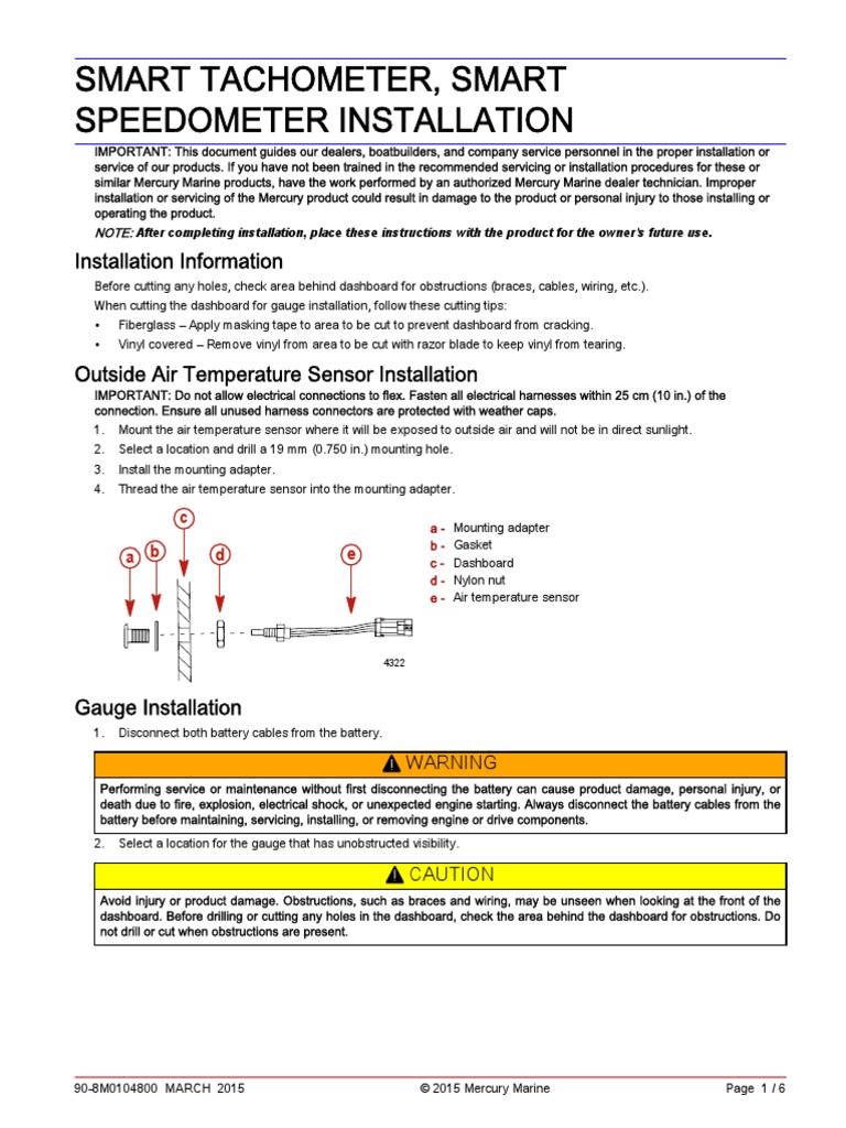 8M0104800 Smart Tachometer Smart Speedometer Installation | PDF