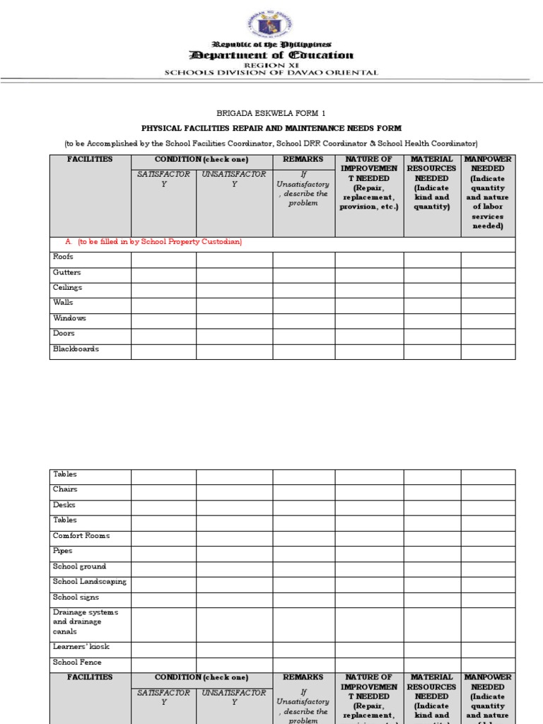 Brigada Eskwela Forms | PDF | Non Governmental Organization | Hygiene