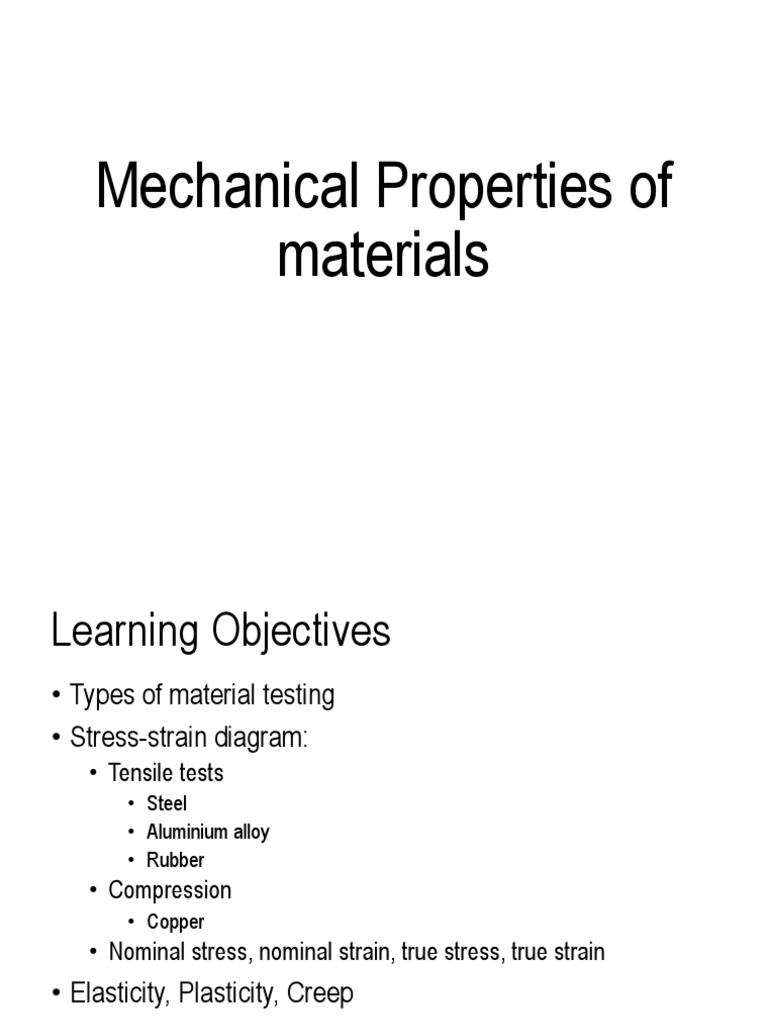 Mechanical Properties of Materials | PDF | Deformation (Engineering ...