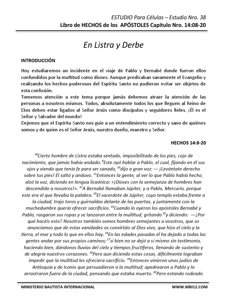 Estudio 38 en Listra y Derbe Hechos 14 08 - 20 (Downloaded With ...