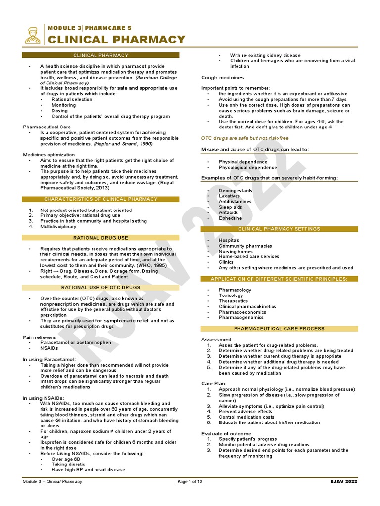 3.4 Clinical Pharmacy | PDF | Pharmacy | Medical Prescription