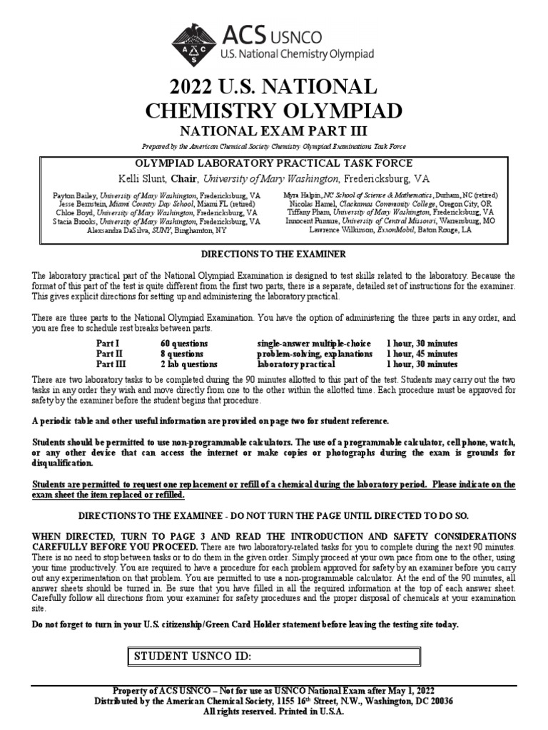 2022 Usnco Exam Part III | PDF | Titration | Chemistry