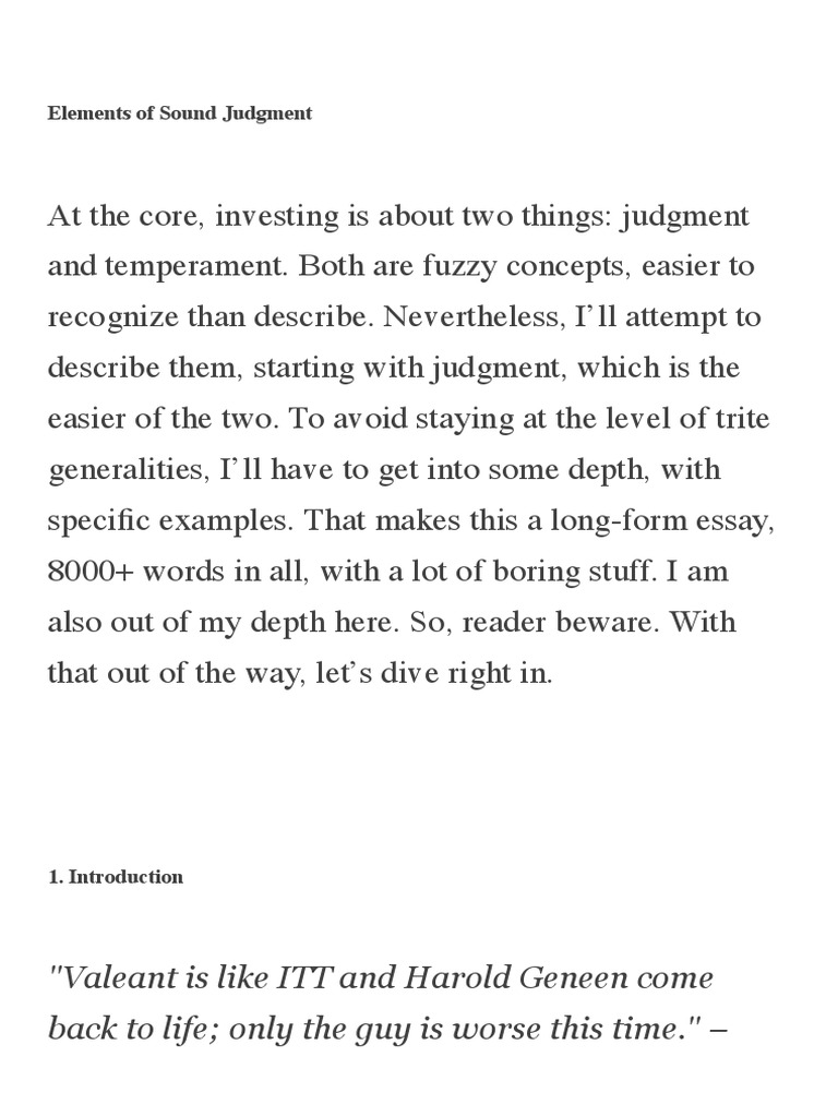 Elements of Sound Judgment | PDF | Valuation (Finance) | Risk