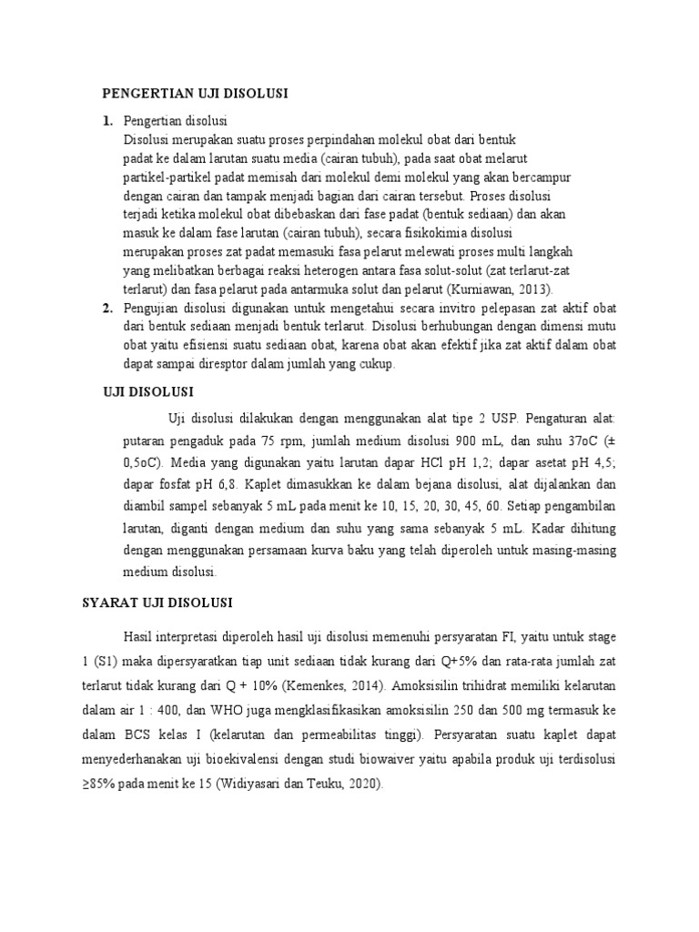 Syarat dan Proses Uji Disolusi Tablet | PDF