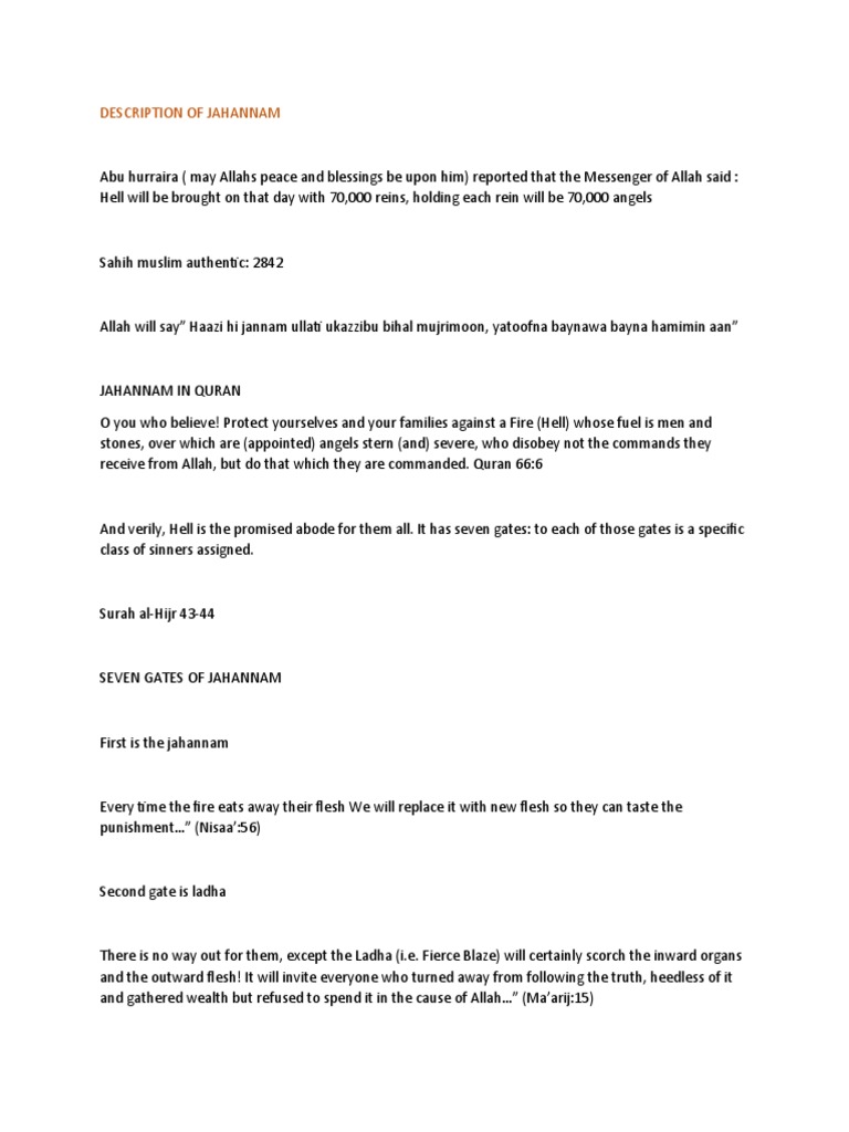 The Seven Gates of Jahannam: A Description of the Levels and Torments ...