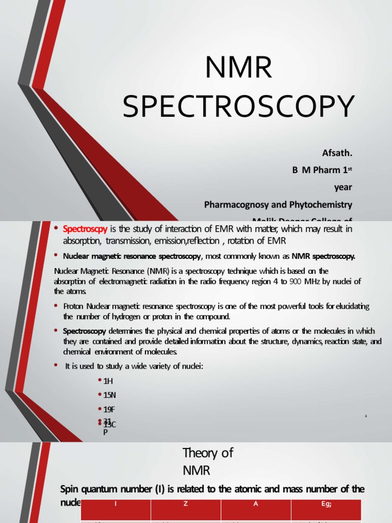 nmr spectroscopy | PDF | Nuclear Magnetic Resonance | Nuclear Magnetic ...