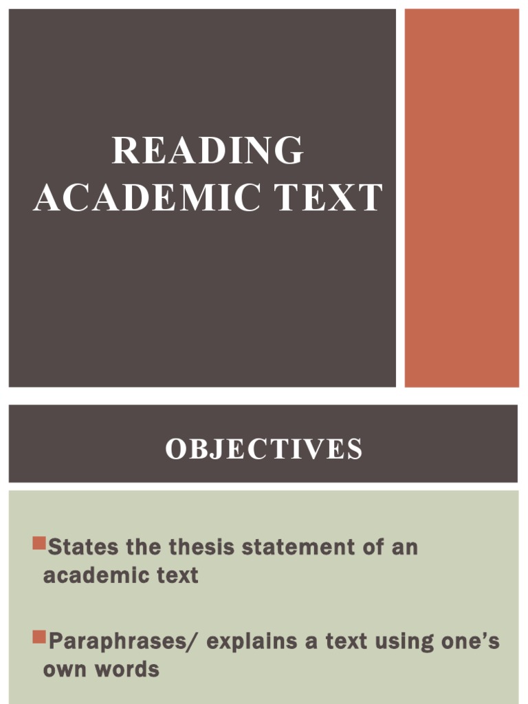 Reading Academic Text - Eapp | PDF