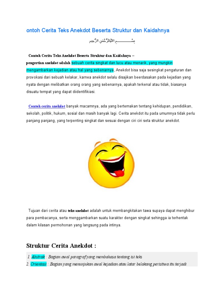 Contoh Teks Anekdot dan Strukturnya | PDF
