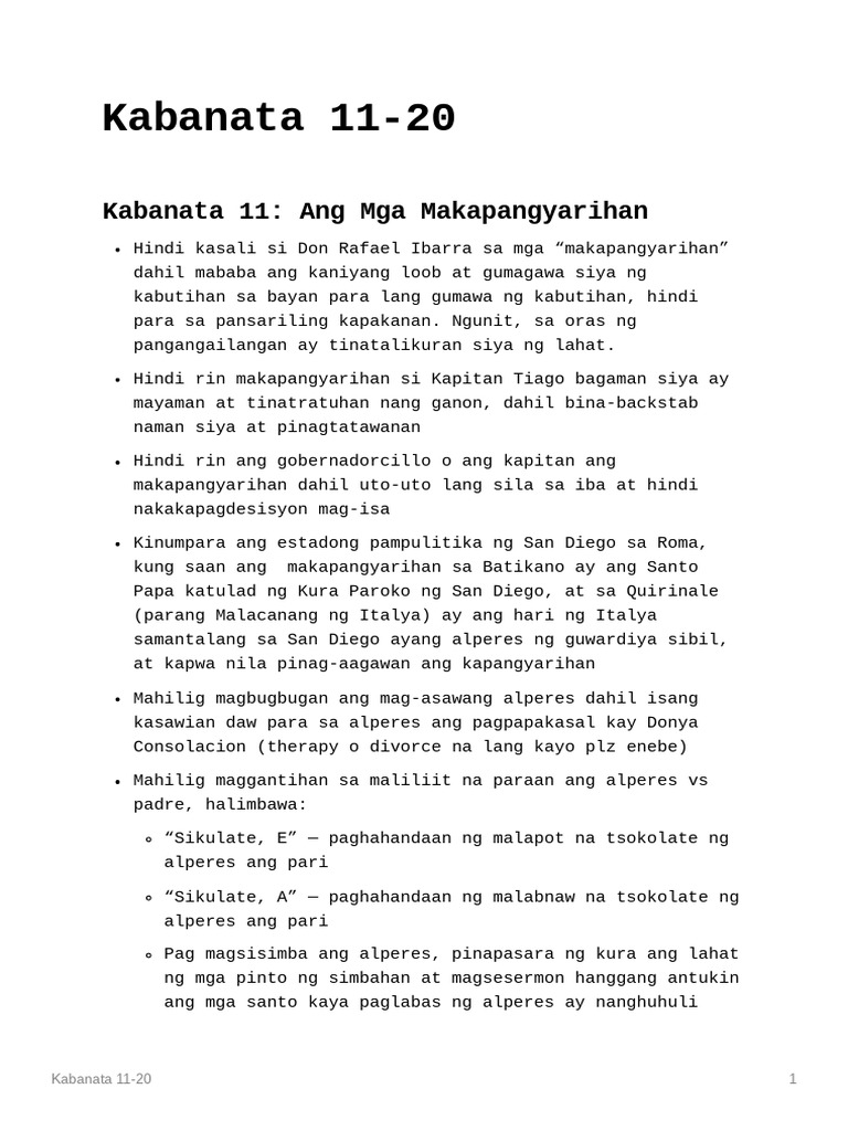 Kabanata 11-20 | PDF