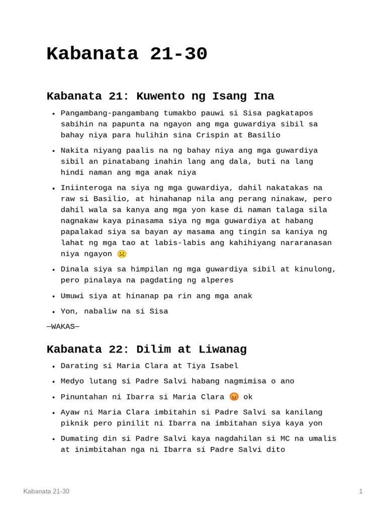 Kabanata 21-30 | PDF